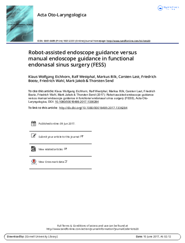 (PDF) Robot-assisted endoscope guidance versus manual endoscope ...