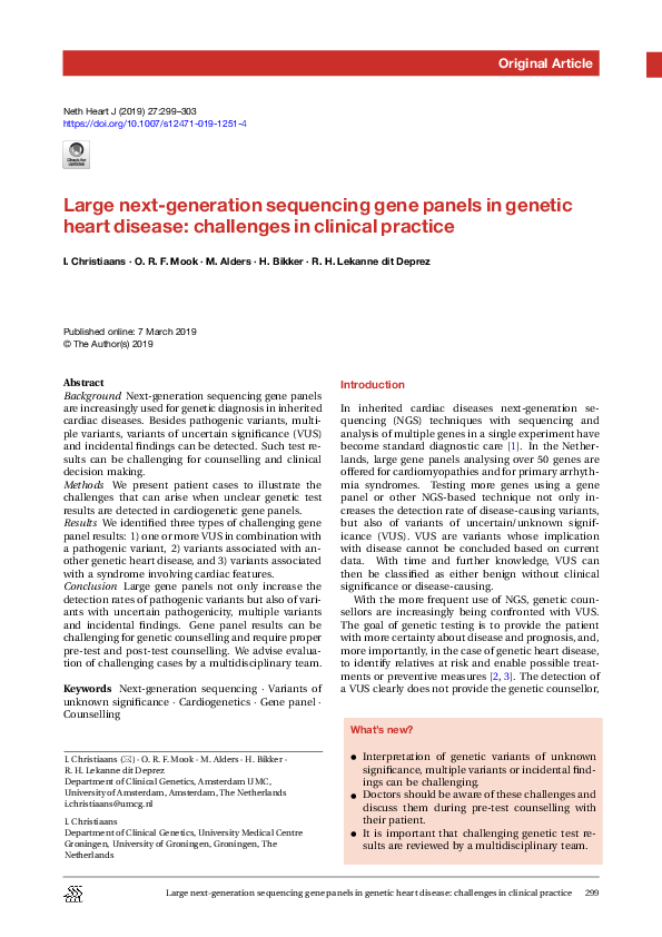 (PDF) Large next-generation sequencing gene panels in genetic heart ...