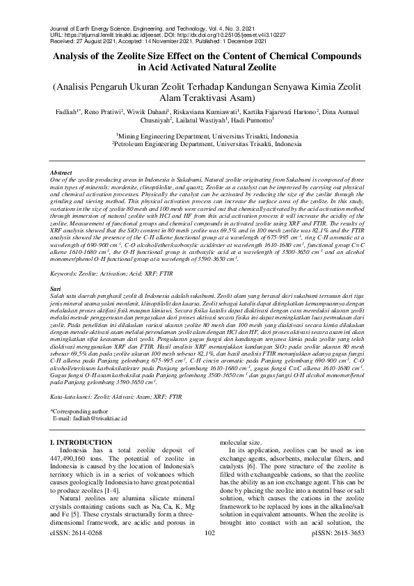 (PDF) Analysis of the Zeolite Size Effect on the Content of Chemical ...