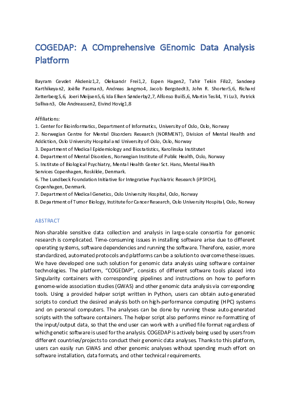 (PDF) COGEDAP: A COmprehensive GEnomic Data Analysis Platform
