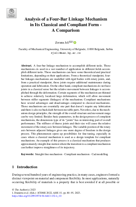 (PDF) Analysis of a Four-Bar Linkage Mechanism in Its Classical and ...