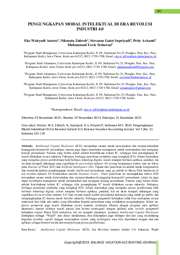 (PDF) PENGUNGKAPAN MODAL INTELEKTUAL DI ERA REVOLUSI INDUSTRI 4.0