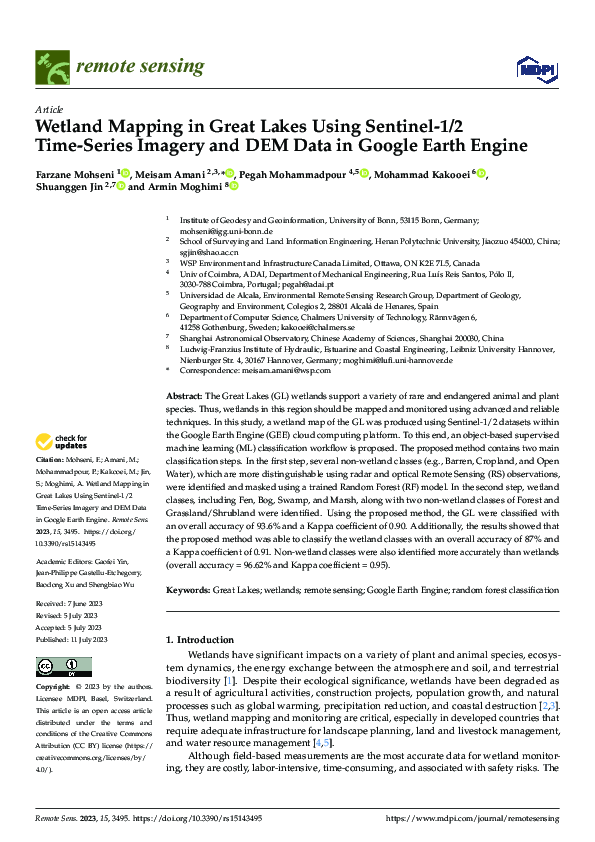 (PDF) Wetland Mapping in Great Lakes Using Sentinel-1/2 Time-Series Imagery and DEM Data in ...