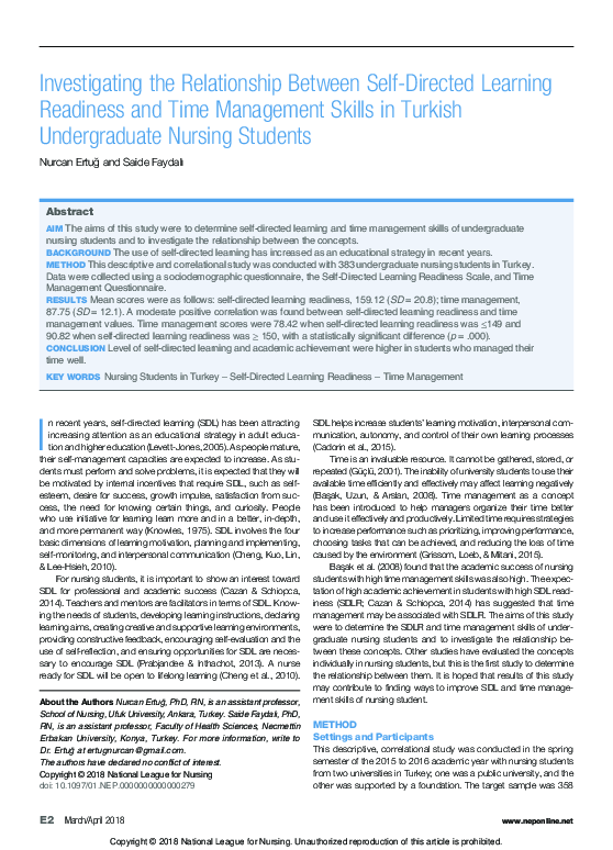 (PDF) Investigating the Relationship Between Self-Directed Learning Readiness and Time ...