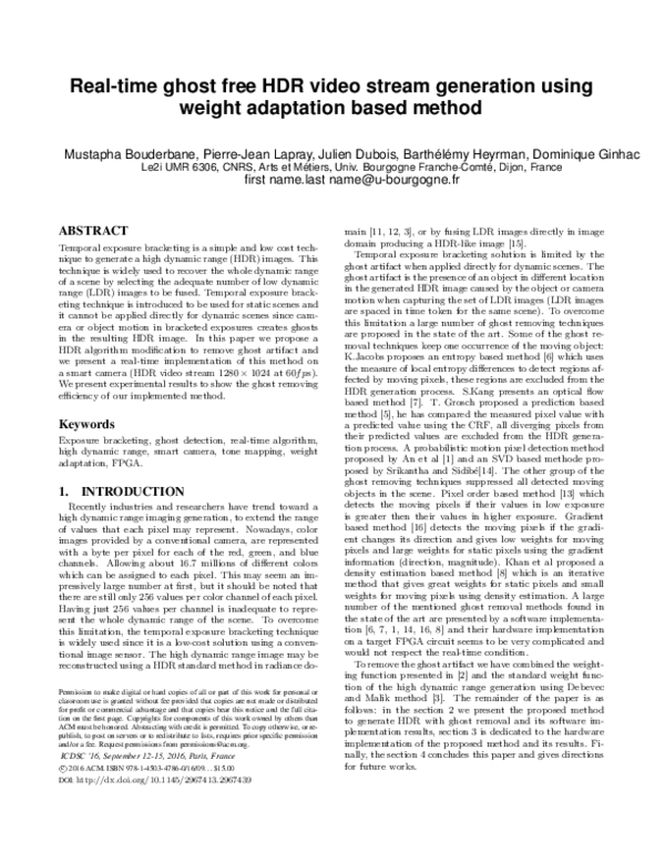 (PDF) Real-time ghost free HDR video stream generation using weight ...