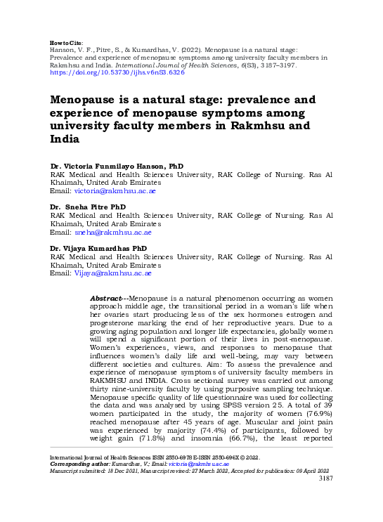 (PDF) Menopause is a natural stage