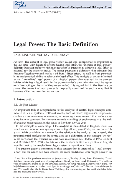 (PDF) Legal Power: The Basic Definition