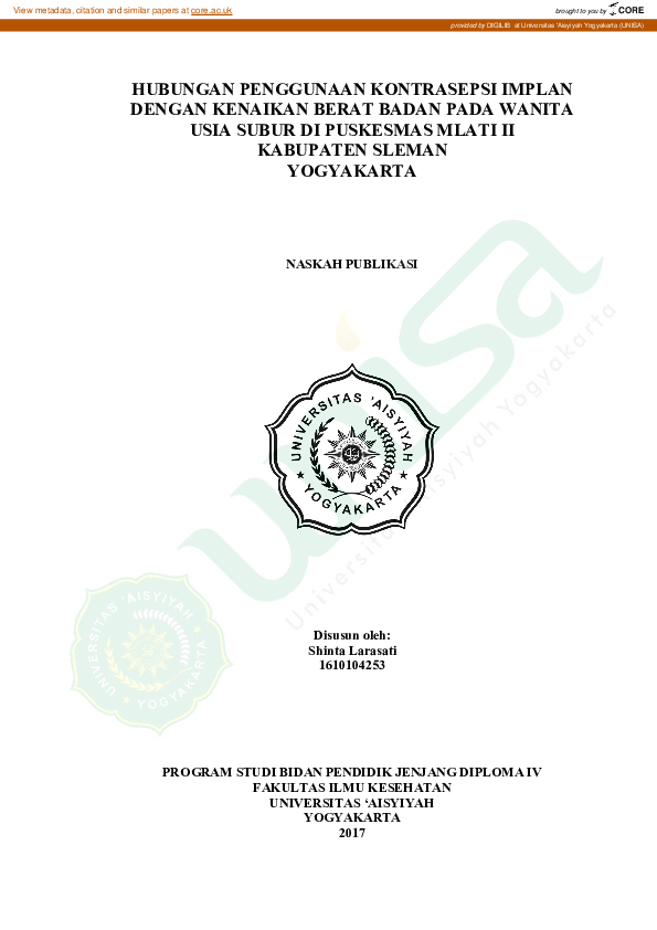 (PDF) Hubungan Penggunaan Kontrasepsi Implandengan Kenaikan Berat Badan Pada Wanitausia Subur DI ...