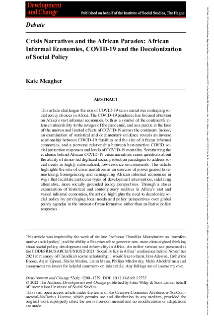 (PDF) Crisis Narratives and the African Paradox: African Informal ...