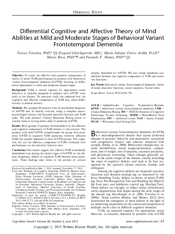 (PDF) Differential Cognitive and Affective Theory of Mind Abilities at ...