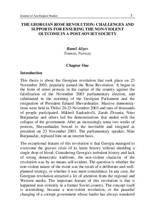 (PDF) The Georgian Rose Revolution Challengeres and Supports for ...