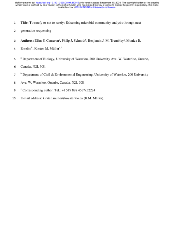 (PDF) To rarefy or not to rarefy: Enhancing diversity analysis of ...