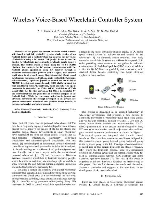 (PDF) Wireless Voice-Based Wheelchair Controller System