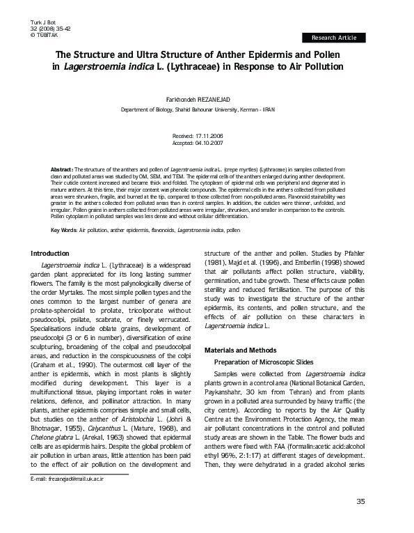 (PDF) The Structure and Ultra Structure of Anther Epidermis and Pollen ...