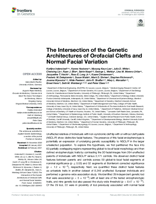 (PDF) The Intersection of the Genetic Architectures of Orofacial Clefts ...