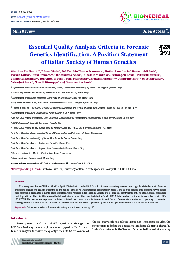 (PDF) Essential Quality Analysis Criteria in Forensic Genetics ...