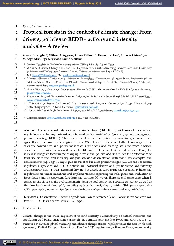 (PDF) Tropical Forests in the Context of Climate Change: From Drivers ...