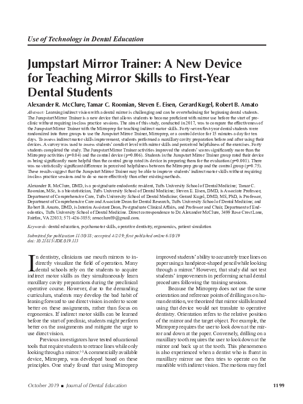 (PDF) Jumpstart Mirror Trainer: A New Device for Teaching Mirror Skills ...