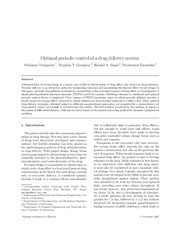 (PDF) Optimal Periodic Control of a Drug Delivery System