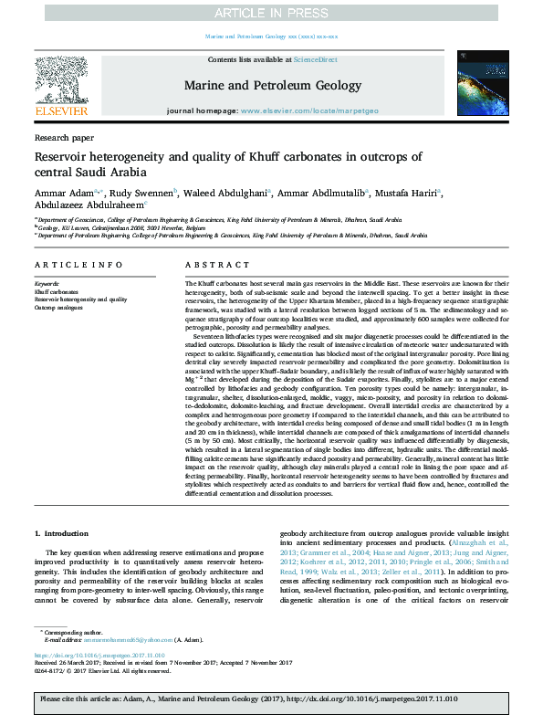 (PDF) Reservoir heterogeneity and quality of Khuff carbonates in ...