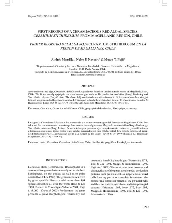 (PDF) First record of a ceramiaceous red algal species, Ceramium ...