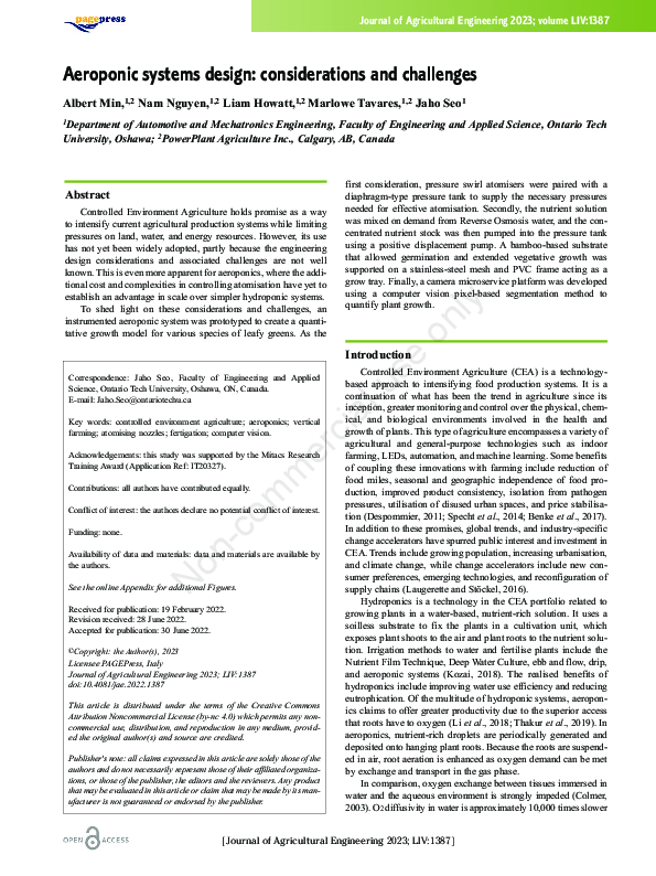 (PDF) Aeroponic systems design: considerations and challenges