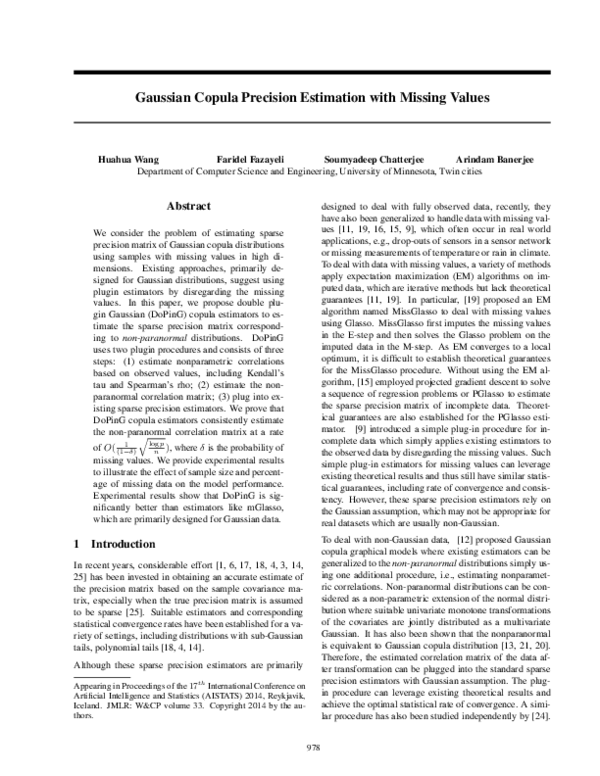 (PDF) DoPinG: Estimating Gaussian Copula Precision with Missing Data
