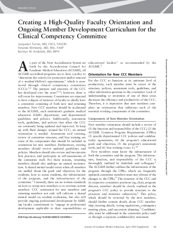 (PDF) Creating a High-Quality Faculty Orientation and Ongoing Member ...