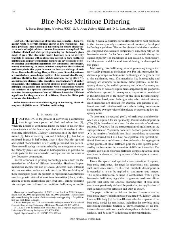 (PDF) Blue-Noise Multitone Dithering