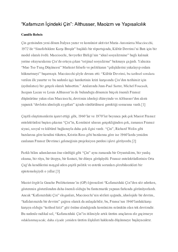 (PDF) "Kafamızın İçindeki Çin": Althusser, Maoizm ve Yapısalcılık ...