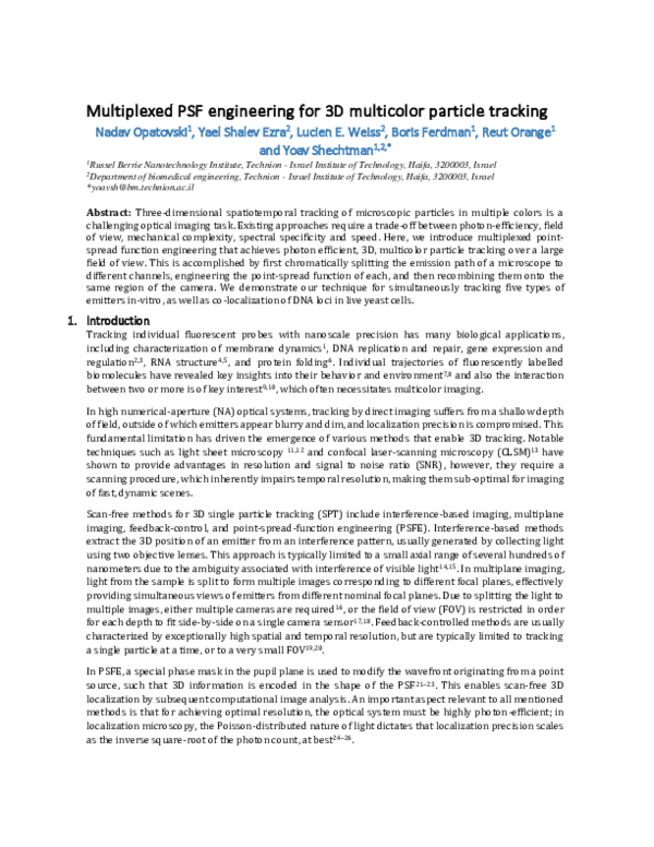 (PDF) Multiplexed PSF Engineering for Three-Dimensional Multicolor ...