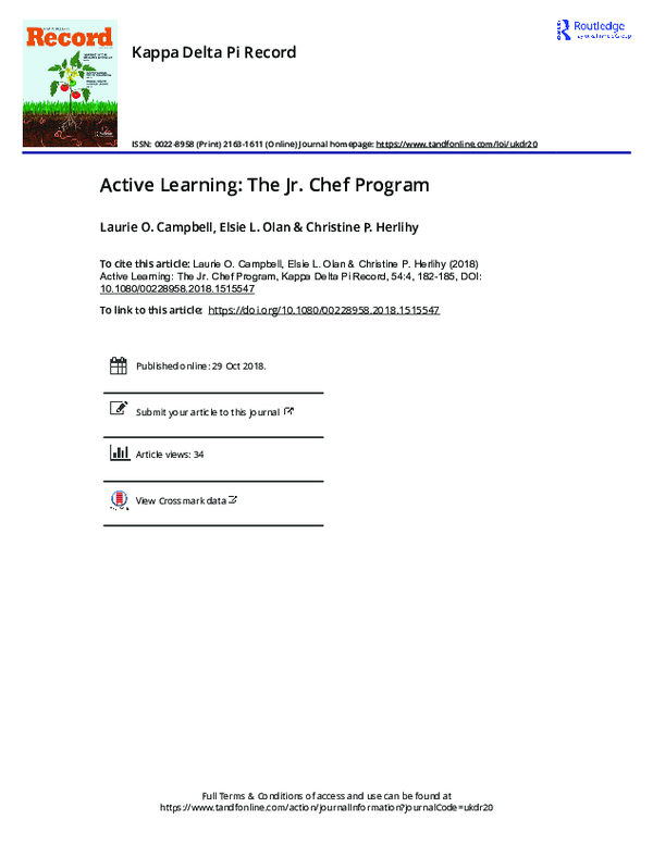 (PDF) Active Learning: The Jr. Chef Program