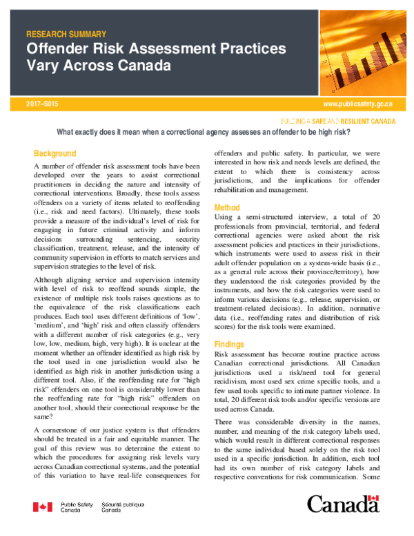 (PDF) Offender Risk Assessment Practices Vary across Canada