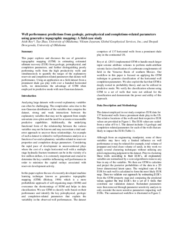 (PDF) Well performance predictions from geologic, petrophysical and completions-related ...