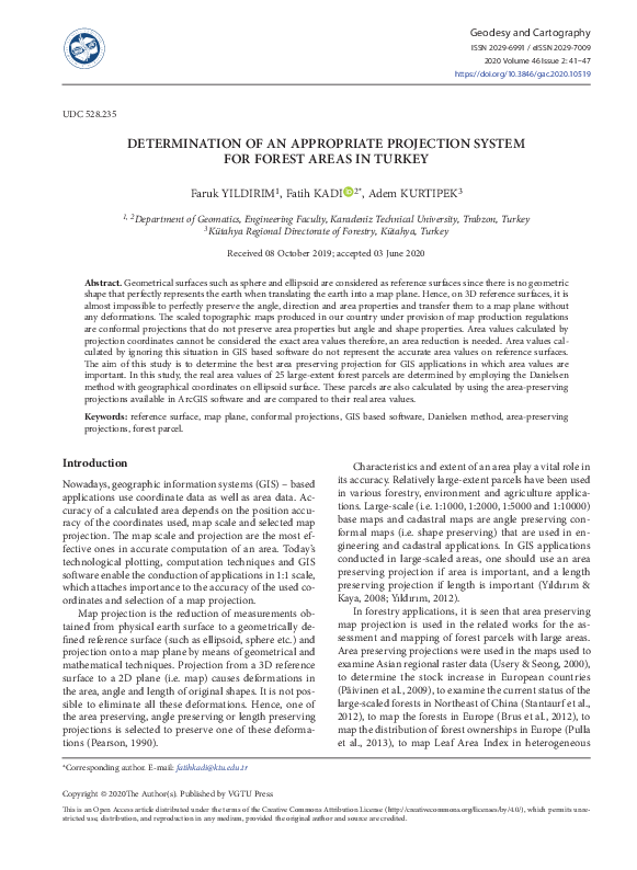 (PDF) Determination of an Appropriate Projection System for Forest ...