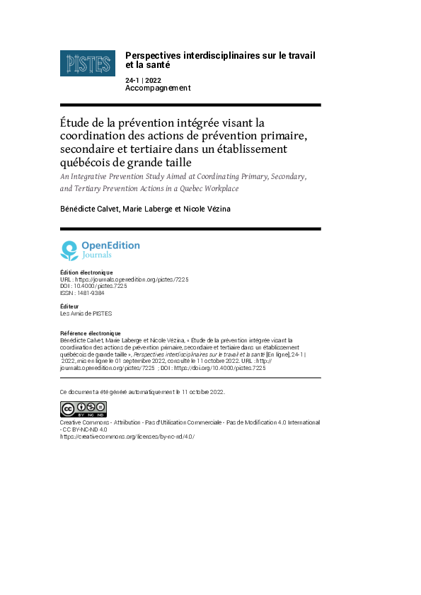 (PDF) Étude De La Prévention Intégrée Visant La Coordination Des ...