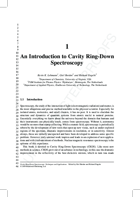 (PDF) An Introduction to Cavity Ring-Down Spectroscopy