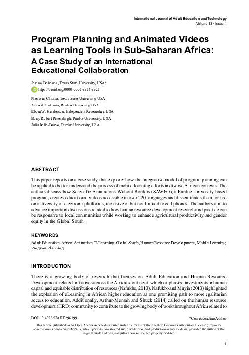 (PDF) Program Planning and Animated Videos as Learning Tools in Sub ...