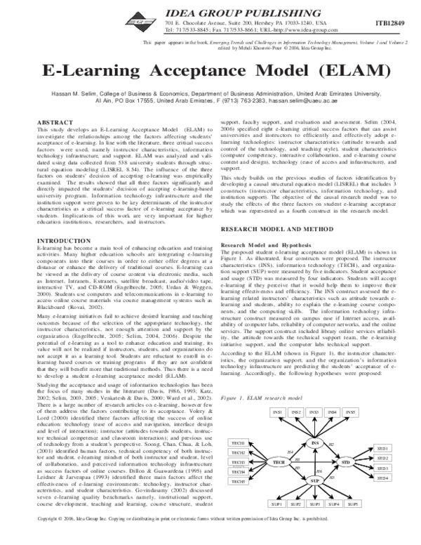 (PDF) E-Learning Acceptance Model (ELAM)