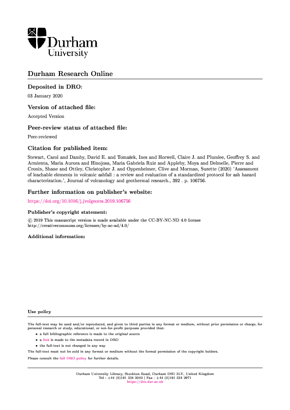 (PDF) Assessment of leachable elements in volcanic ashfall: a review and evaluation of a ...