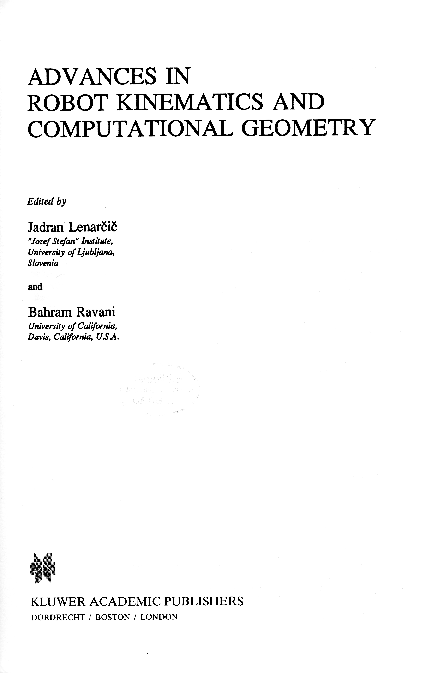 (PDF) Advances in Robot Kinematics and Computational Geometry