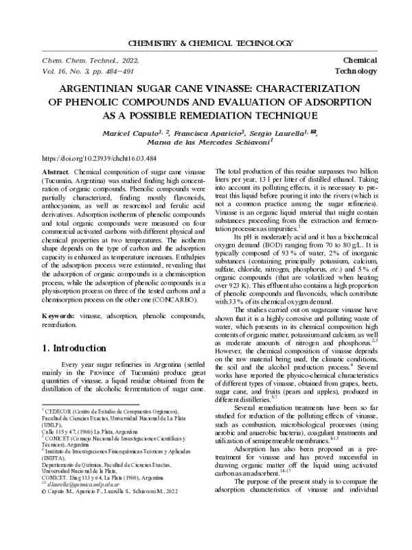 (PDF) Argentinian Sugar Cane Vinasse: Characterization of Phenolic ...