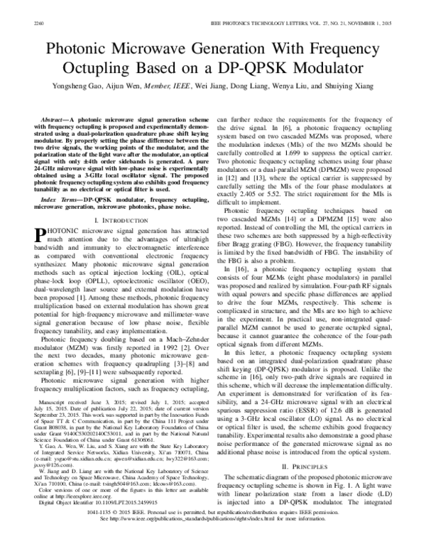 (PDF) Photonic Microwave Generation With Frequency Octupling Based on a ...