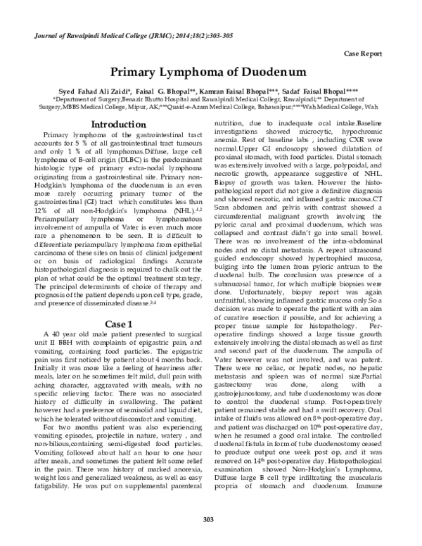(PDF) Primary Lymphoma of Duodenum