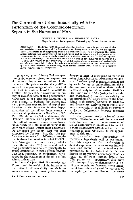(PDF) The correlation of bone robusticity with the perforation of the ...