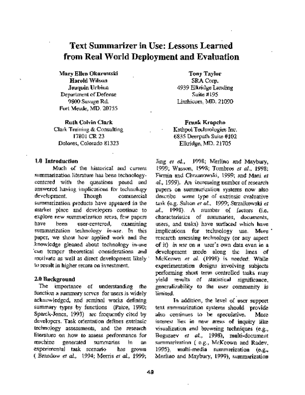 (PDF) Text summarizer in use