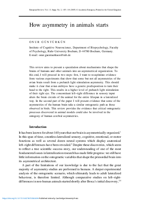 (PDF) How asymmetry in animals starts
