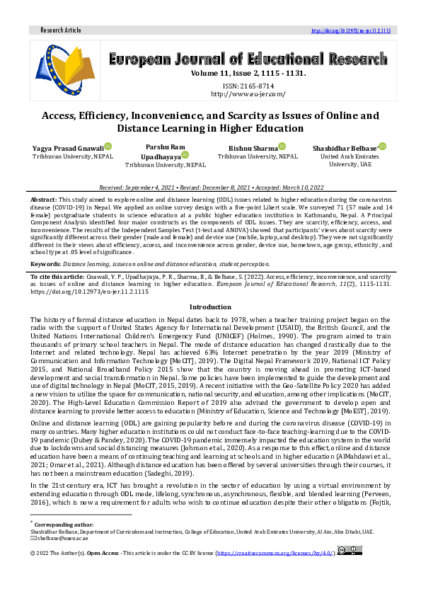 (PDF) Access, Efficiency, Inconvenience, and Scarcity as Issues of ...