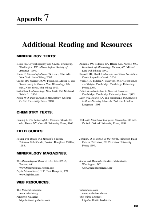 (PDF) Appendix 7: Additional Reading and Resources | Claude Yoder ...