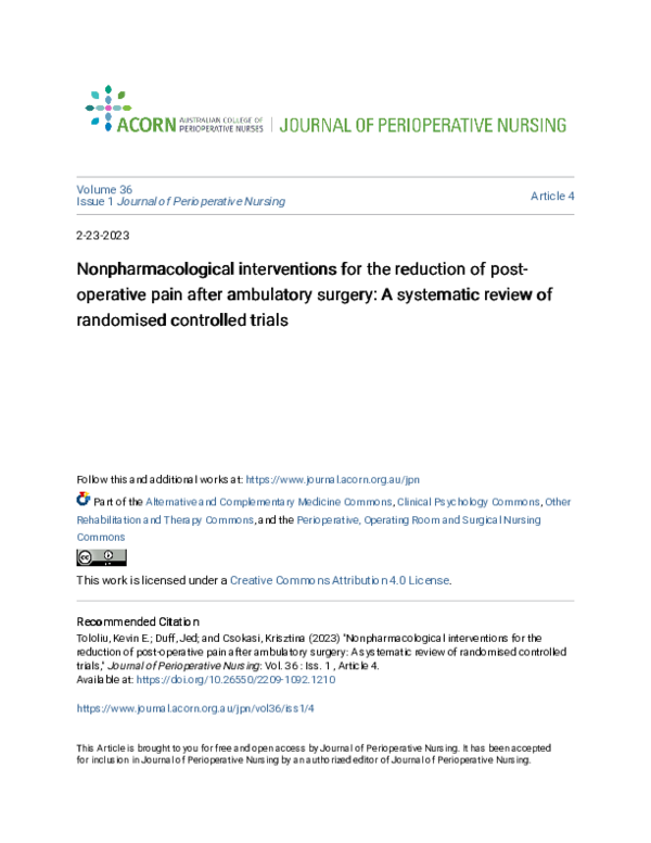 (PDF) Nonpharmacological interventions for the reduction of post ...